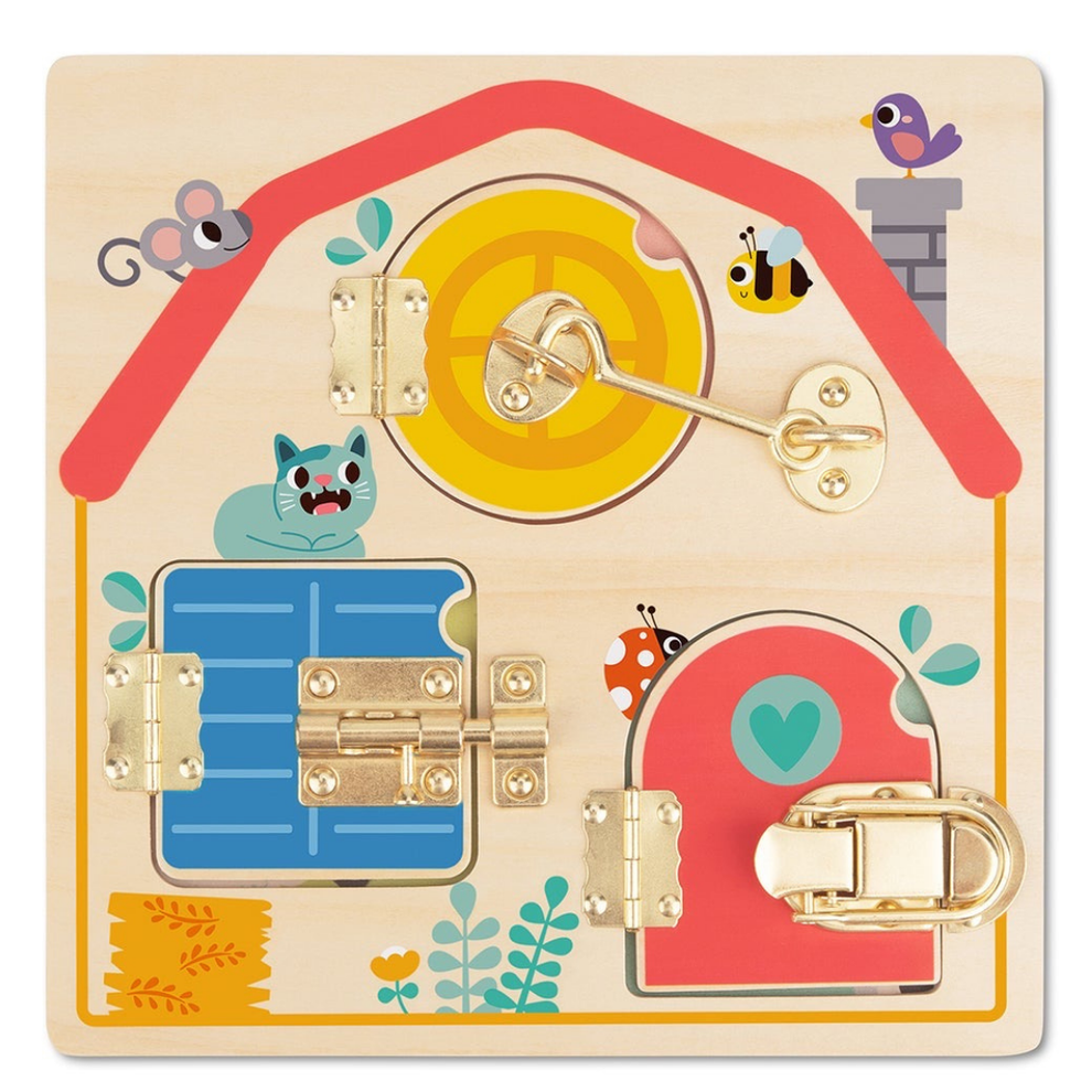 Latches Activity Wooden Puzzle Board – Playful Eco